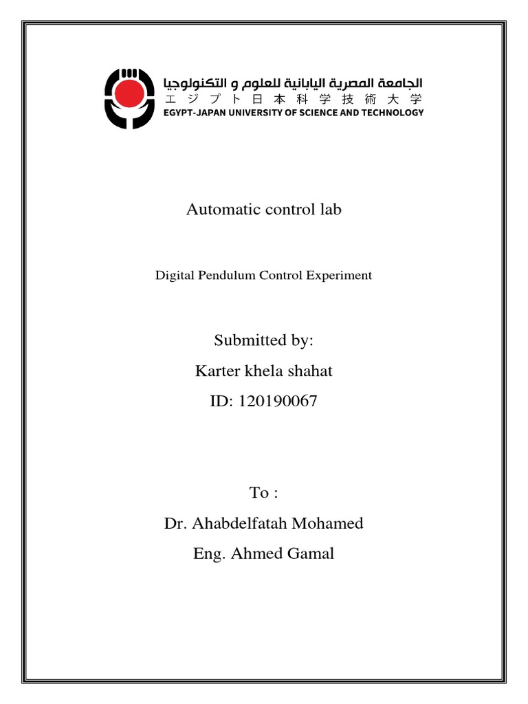 Digital Pendulum Control Report | PDF | Nonlinear System | Control Theory