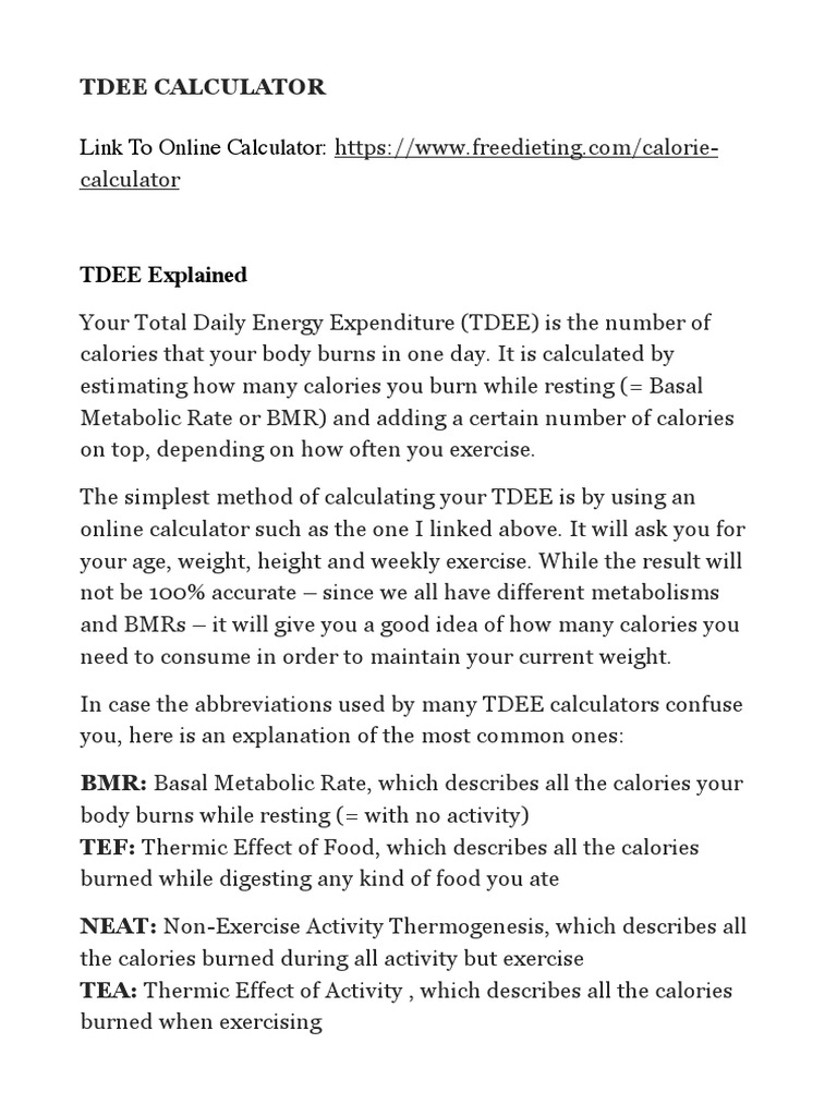 TDEE Calculator | PDF