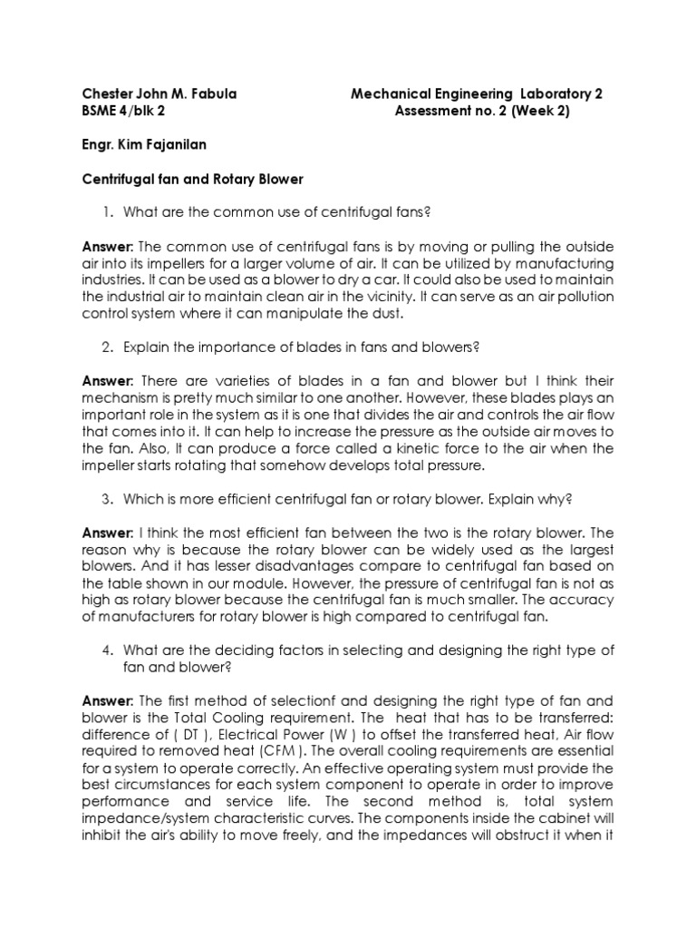 Centrifugal Fans vs. Rotary Blowers Guide | PDF | Pump | Chemical ...