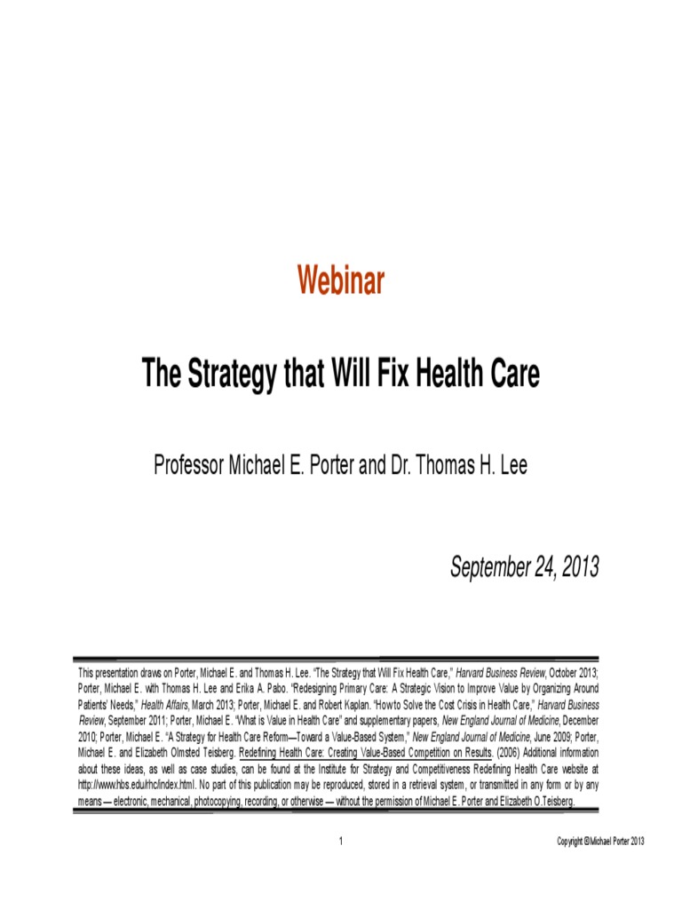Webinar-The Strategy That Will Fix Health Care | PDF | Patient | Health ...