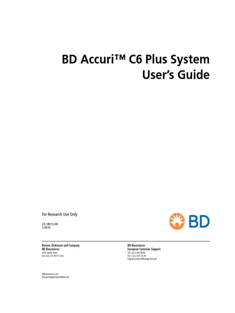 23-18013-00 BD Accuri C6 Plus System User's Guide | PDF | Flow Cytometry | Electromagnetic ...