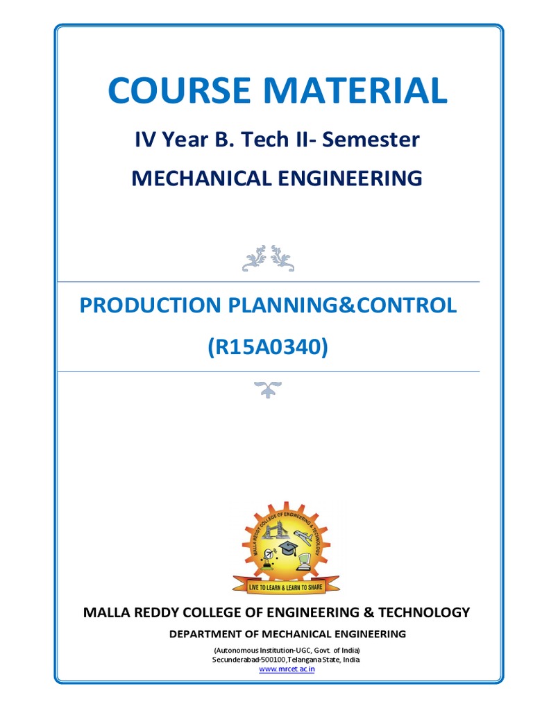 Production Planning & Control Overview | PDF | Engineering | Mass ...