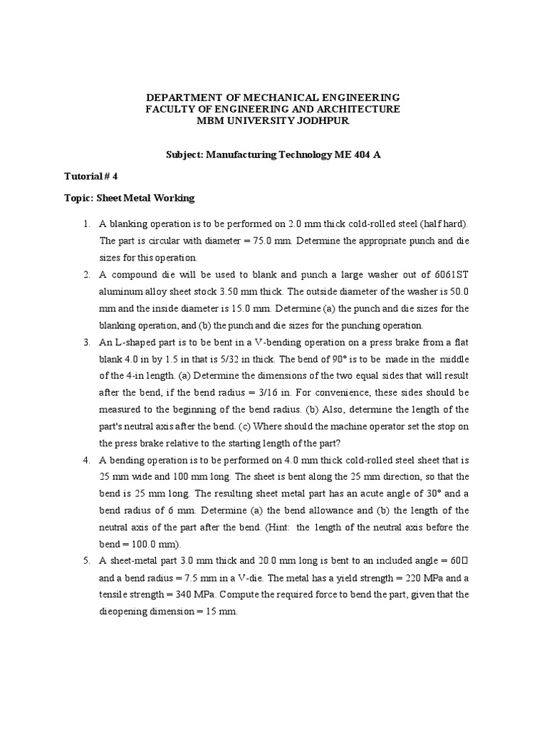 Tutorial 4 Sheet Metal Working | PDF | Sheet Metal | Building Engineering