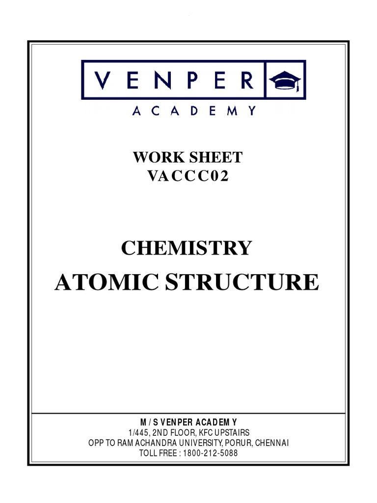 Atomic Structure Coimbatore VACCC 02 | PDF | Atomic Orbital | Electron