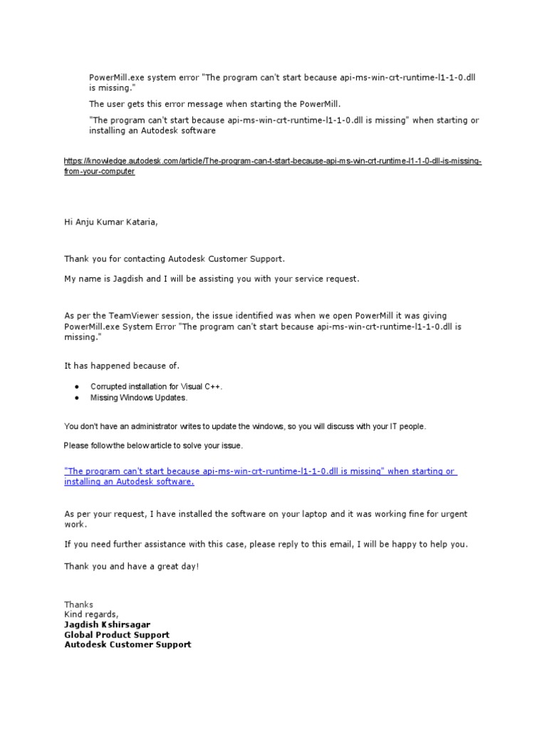 "The Program Can't Start Because Api-Ms-Win-Crt-Runtime-L1-1-0.dll Is Missing" When Starting or ...