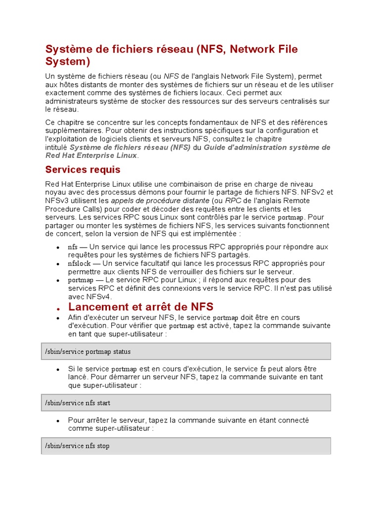 Introduction au système NFS | PDF | Serveur (Informatique) | Linux