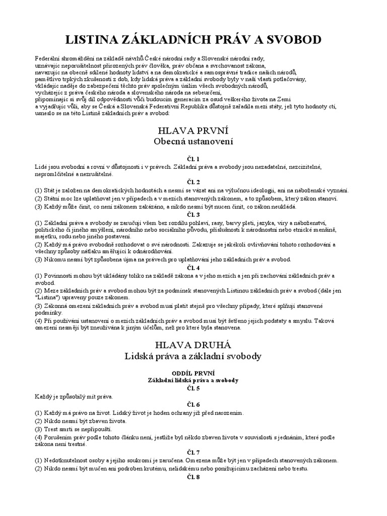 Listina Základních Práv A Svobod | PDF