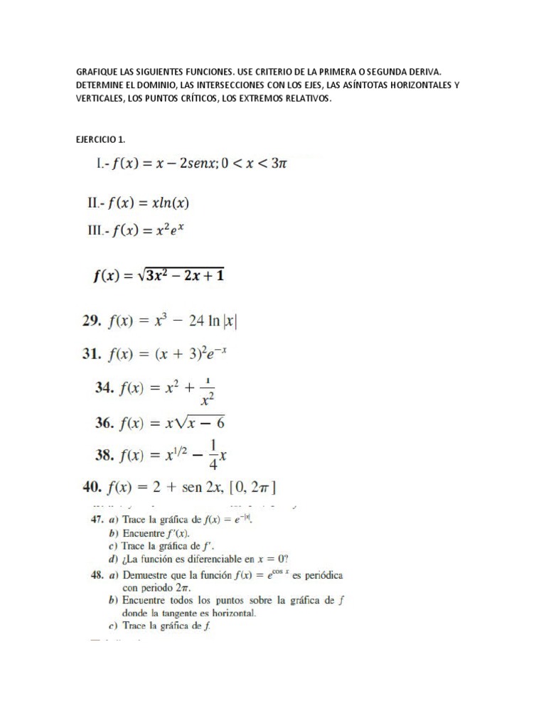 Criterio de La Primera y Segunda Derivada Ejercicios Cálculo | PDF | Métodos y materiales de ...