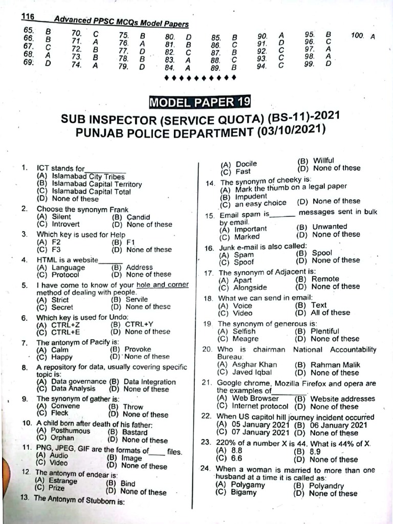 PPSC Past Papers 2021 | PDF