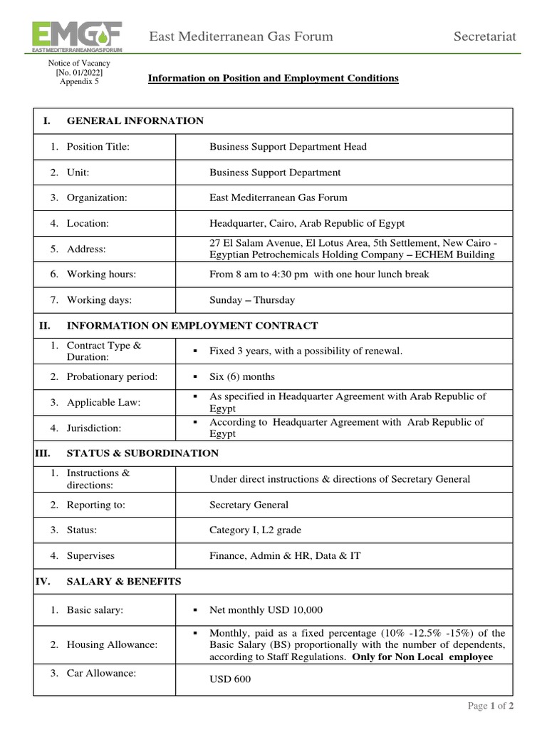 App-5 - Position Info Business Support Dept. Head | PDF | Employment ...