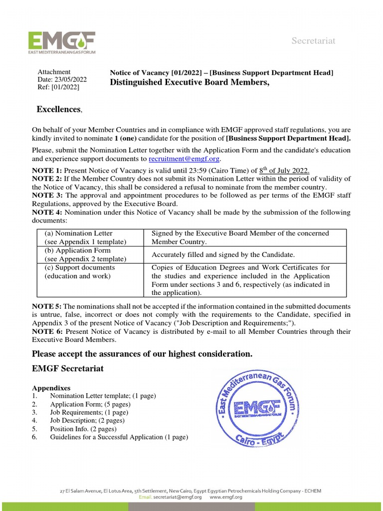 EMGF Head of Business Support Vacancy | PDF | Government | Justice