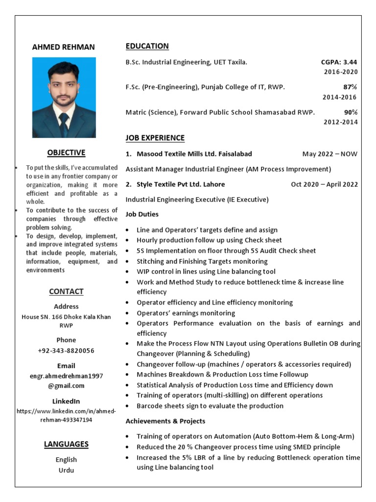 IE (Resume) | PDF | Industrial Engineering | Mathematical Optimization