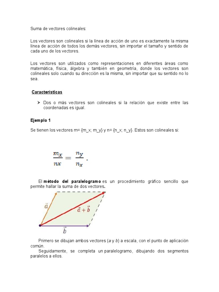 Suma de vectores colineales | PDF | Vector Euclidiano | Fuerza