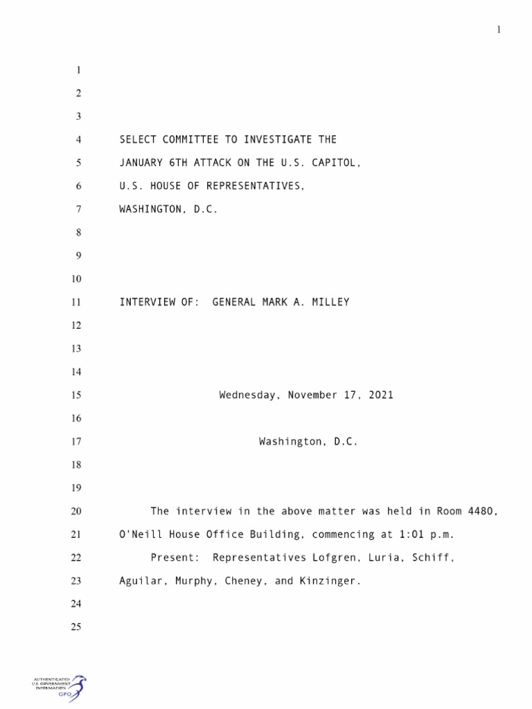 General Mark Milley Transcript | PDF | Joint Chiefs Of Staff | Division ...