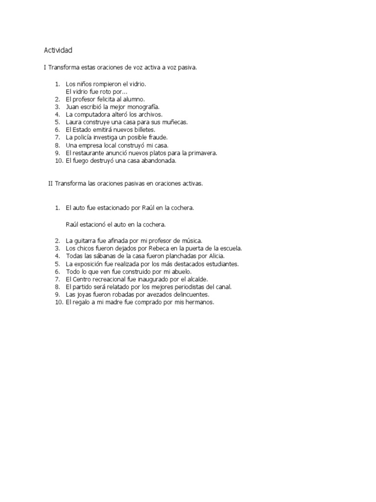Oraciones Activas y Pasivas | PDF