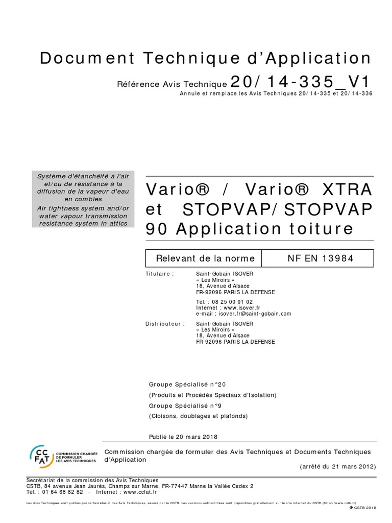 Dta Vario Vario Xtra Stopvap Toiture | PDF | Bois (matériau de construction) | Humidité