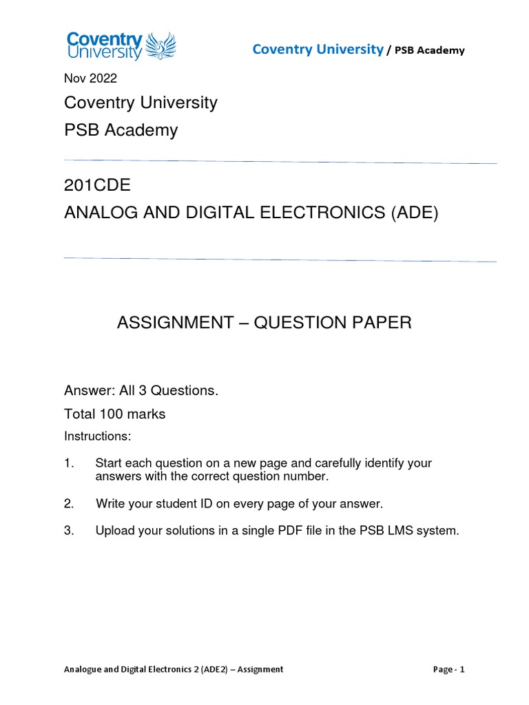 ADE2 Assignment Nov 2022 OP | PDF | Computer Engineering | Electronics