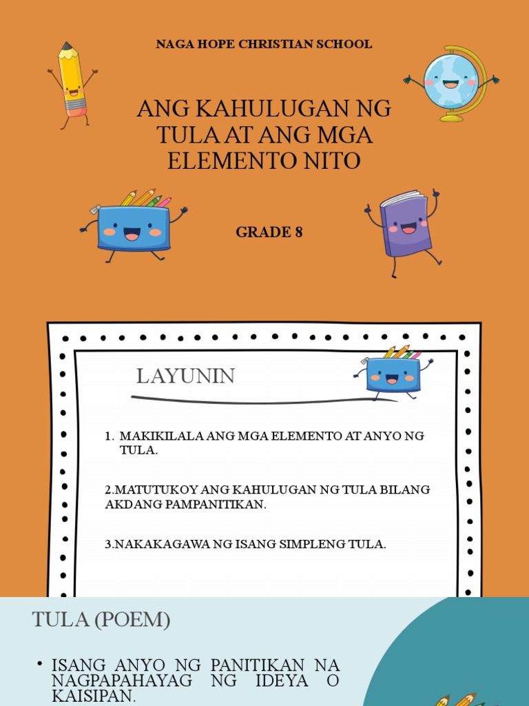 8 ARALIN 3 Ang Kahulugan NG Tula at Ang Mga Elemento Nito | PDF
