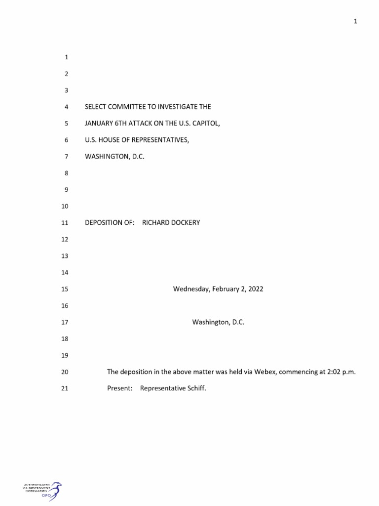 Deposition of Richard Dockery | PDF | Witness | Perjury