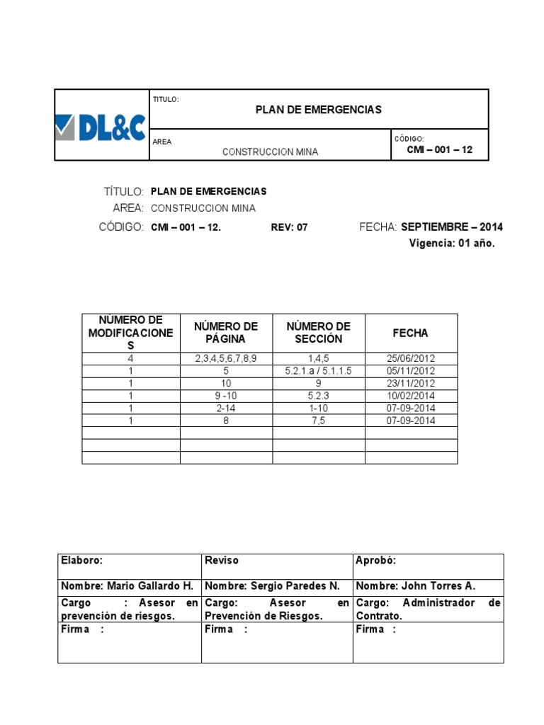 Plan de Emergencias CMI-001 | PDF | Incendios | Primeros auxilios