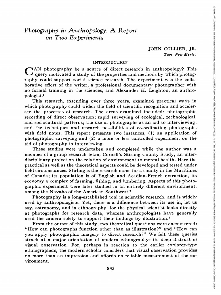 American Anthropologist - October 1957 - COLLIER - Photography in ...