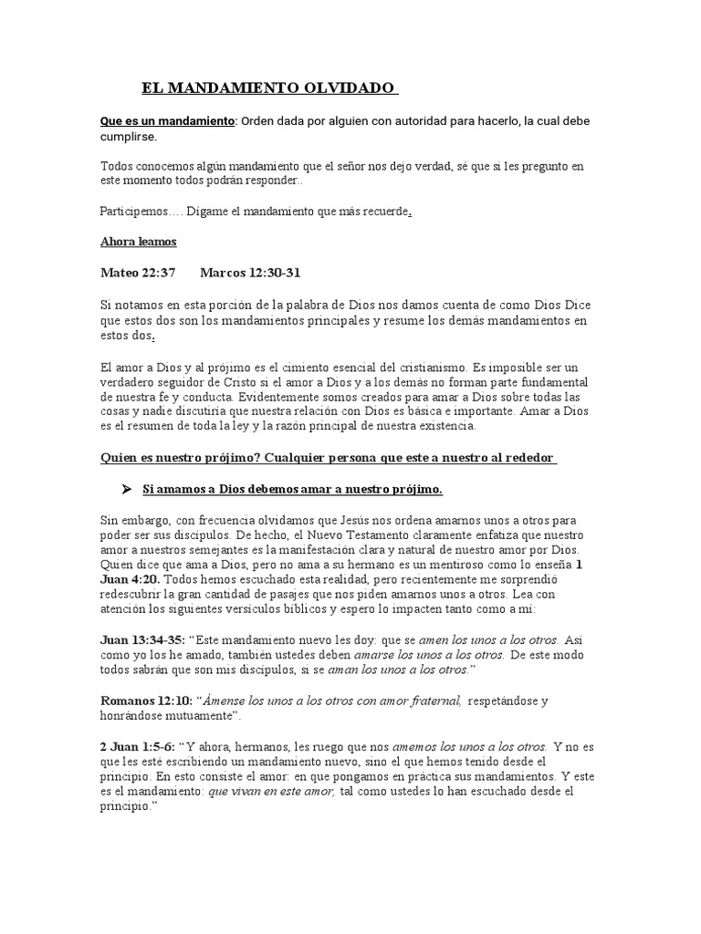 El Mandamiento Olvidado | PDF | Amor | Creencia religiosa y doctrina