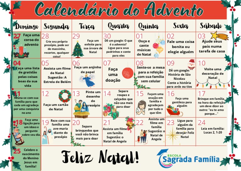 Calendário Do Advento | PDF | Natal | Advento
