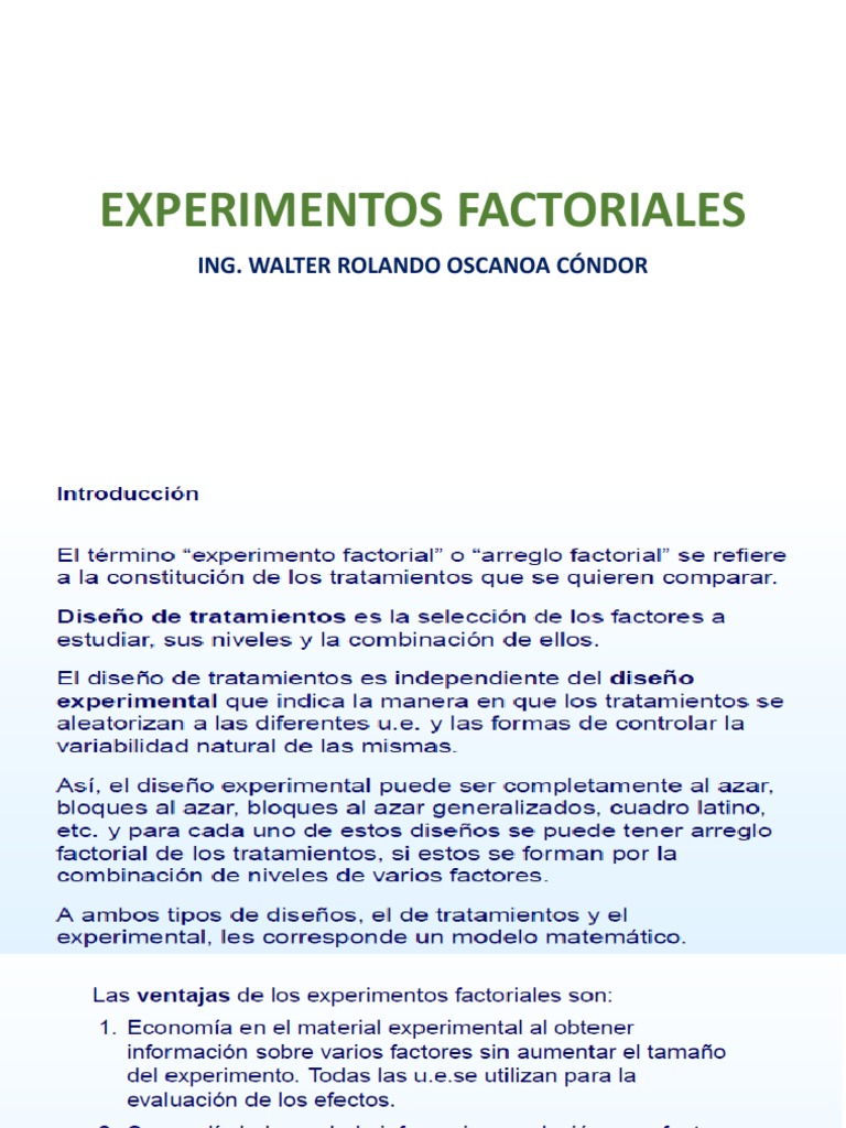 Experimentos Factoriales | PDF