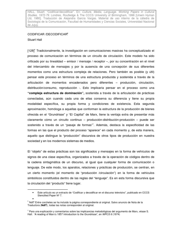 Hall S Codificar Decodificar | PDF | Sociedad | Comunicación