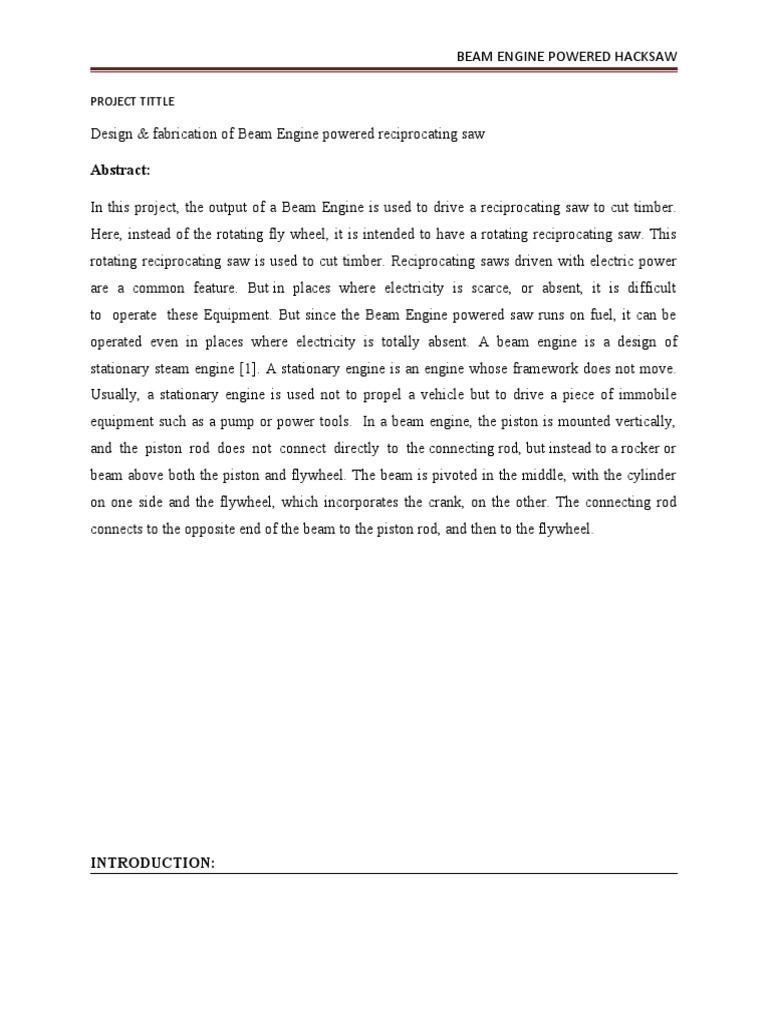 Beam Engine Hack Saw Project | PDF | Finite Element Method ...