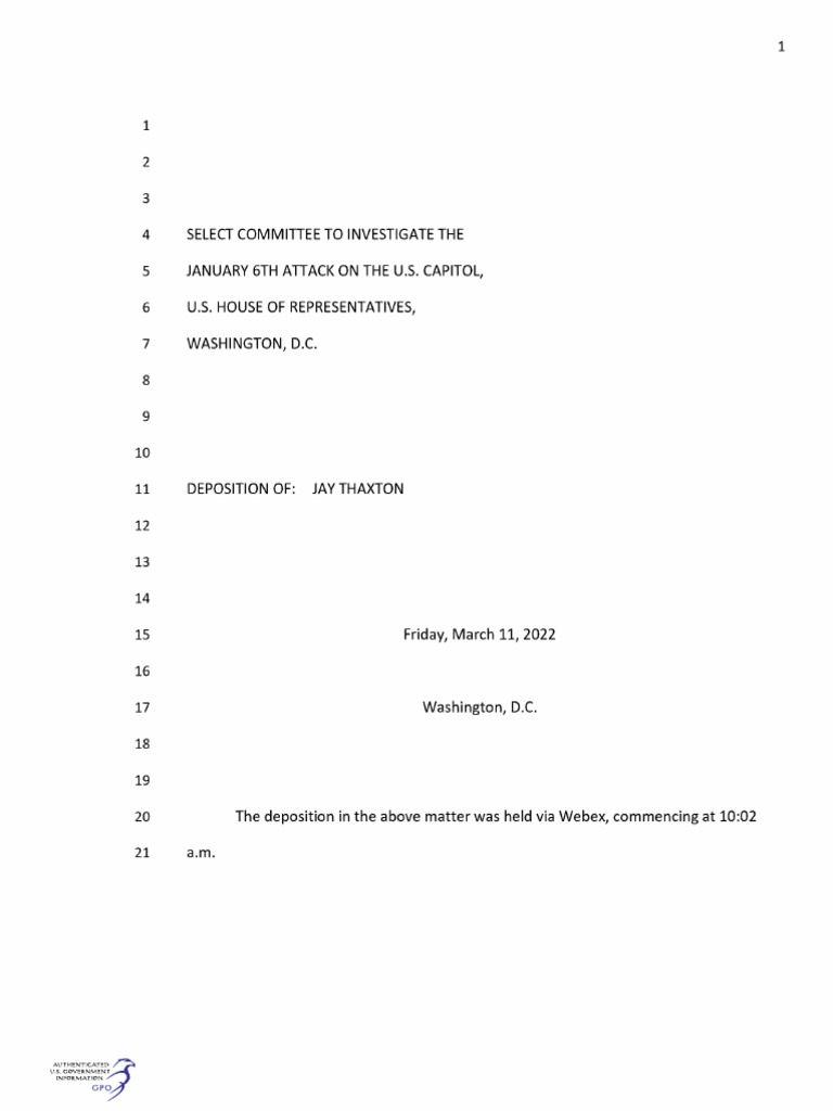 Jay Thaxton Transcript | PDF | Deposition (Law) | Witness