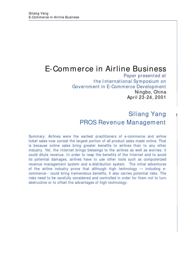 E-Commerce in Airline Business | PDF | E Commerce | Business