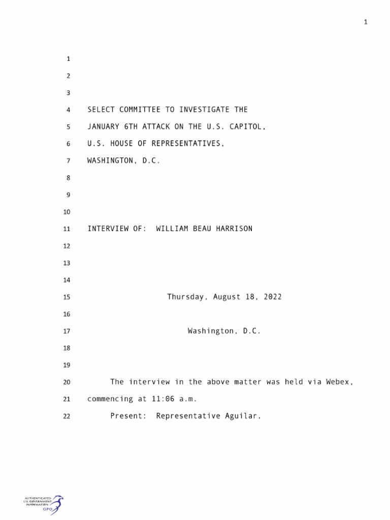 William B. Harrison August Transcript | PDF