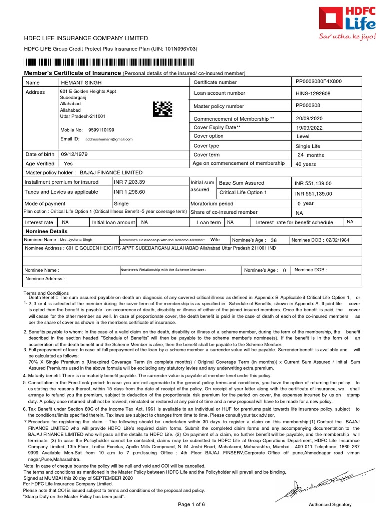 HDFC Life Premium - Unlocked | PDF | Brain Tumor | Myocardial Infarction
