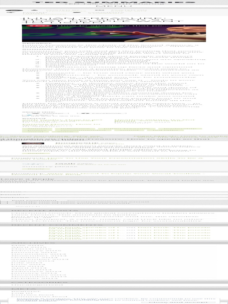 Julian Treasure How To Speak So That People Want To Listen TED Summaries | Download Free PDF ...