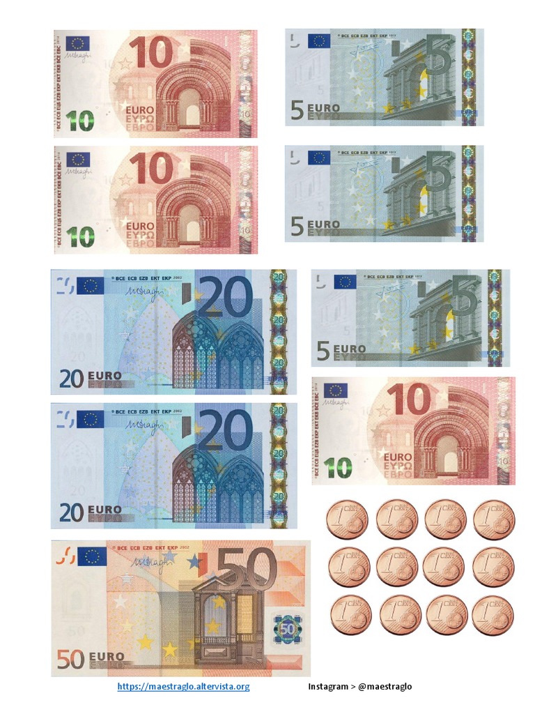 Euro Monete e Banconote @maestraglo | PDF