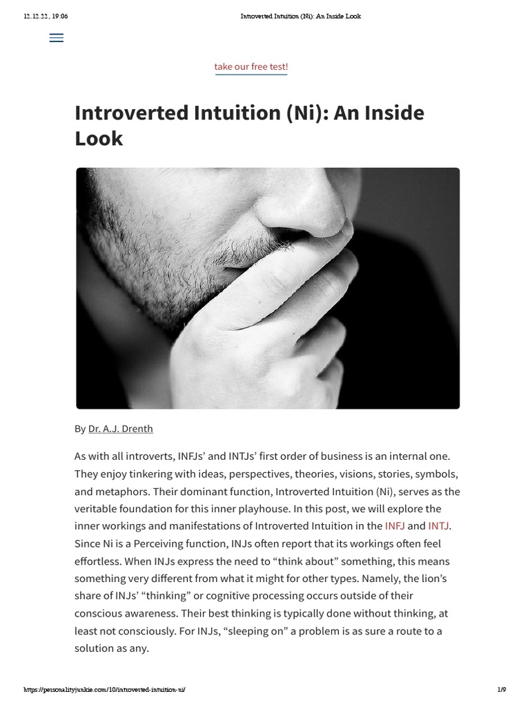 Introverted Intuition (Ni) - An Inside Look | PDF | Intuition ...