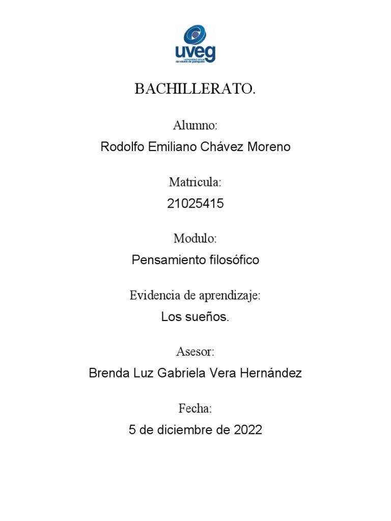 Chávez Rodolfo EA1 PF | PDF | Conciencia | Sueño