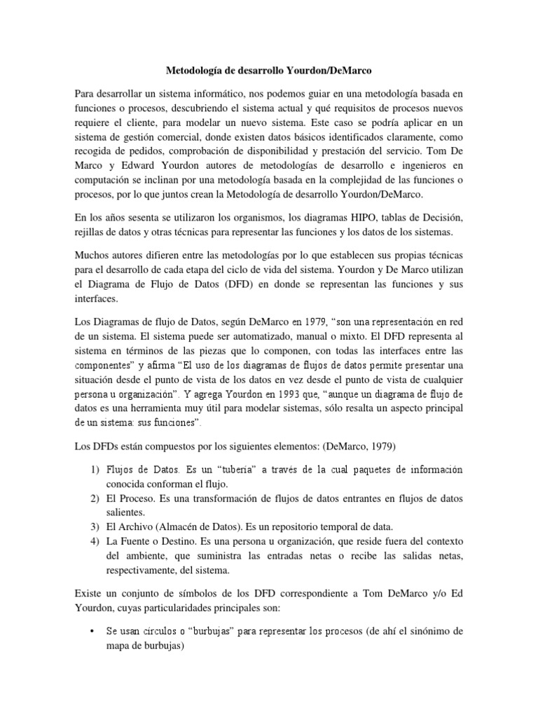 Metodología Yourdon/DeMarco en DFDs | PDF | Informática | Almacén de datos