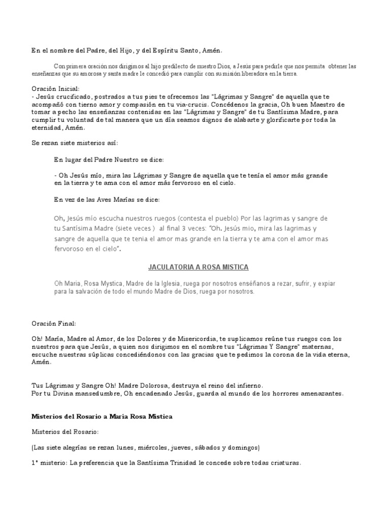 Rosario Rosa Mistica | PDF | María, madre de Jesús | Oración