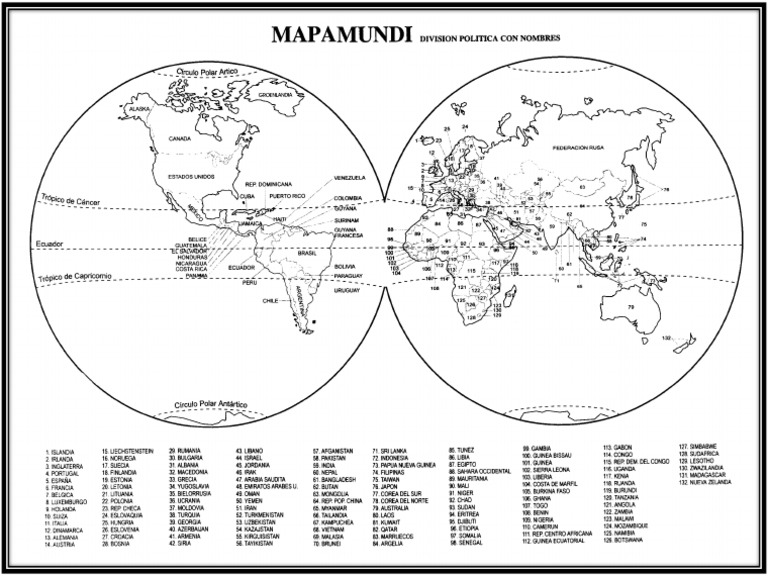 Mapamundi Con Nombres | PDF
