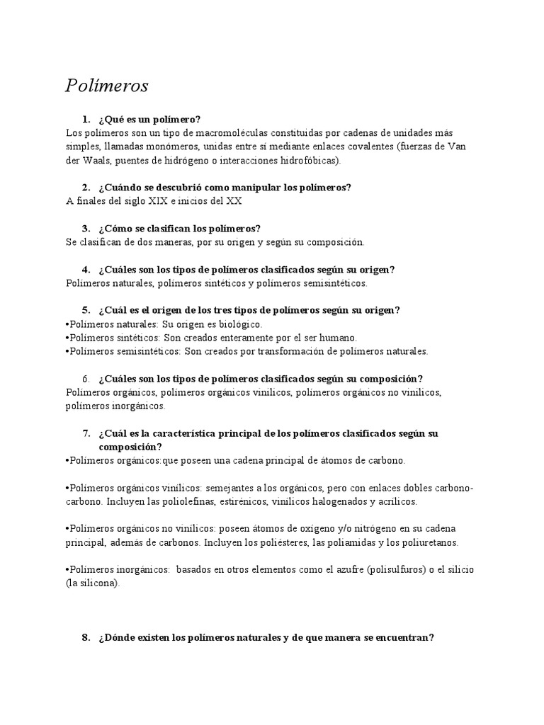 Polímeros y Cerámicos | PDF | Polímeros | Compuestos orgánicos