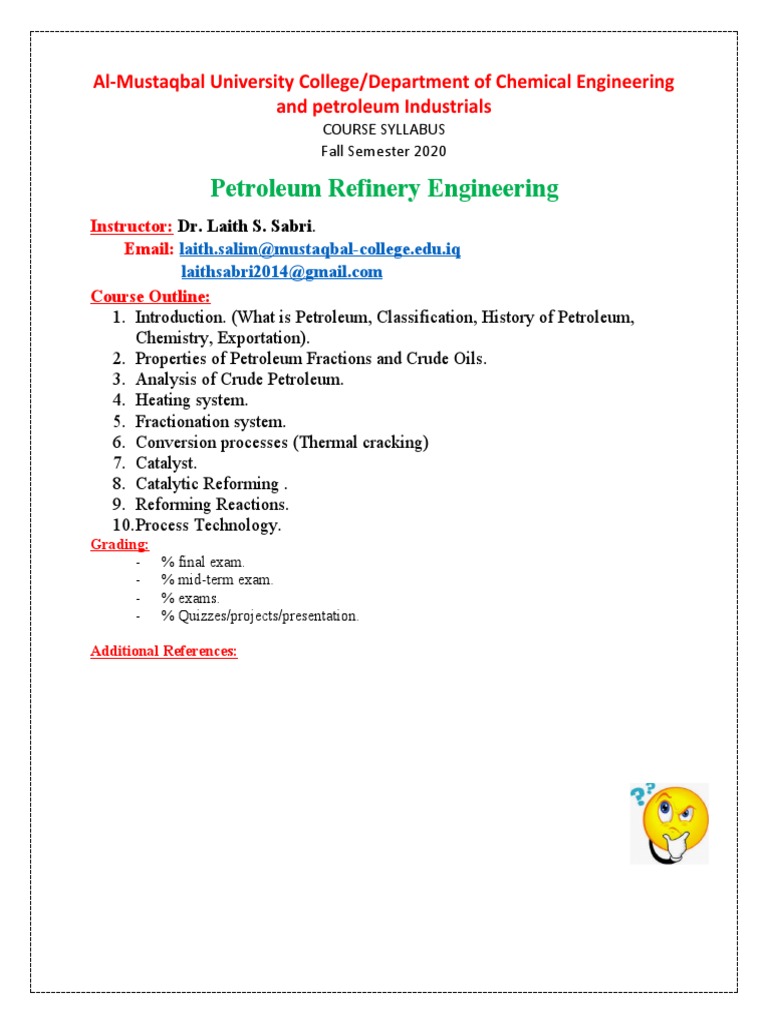 Petroleum Refinery Engineering-Syllabus | PDF Petroleum Refinery Engineering-Syllabus | PDF