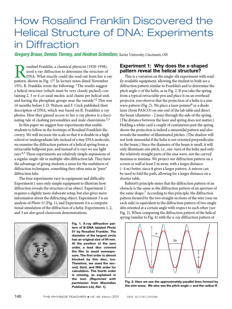 How Rosalind Franklin Discovered The Helical Structure of DNA ... | PDF ...