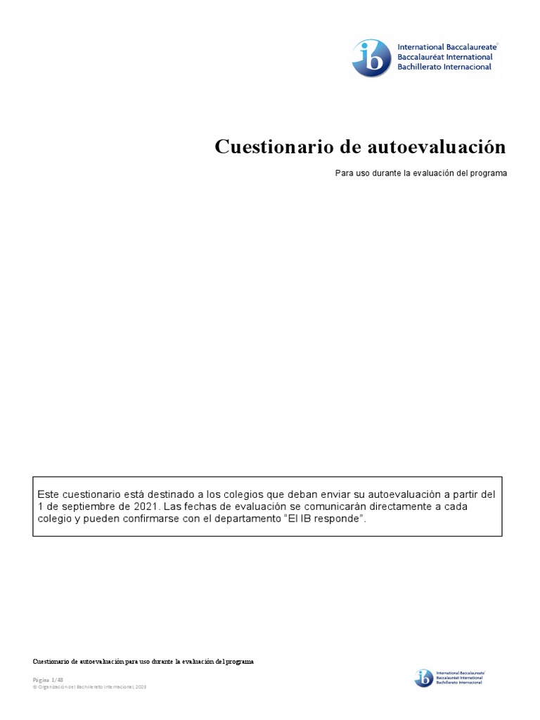 AUTOEVALUACIÓN Del PD IB - 2022-2023 | PDF | Evaluación | Método de ...