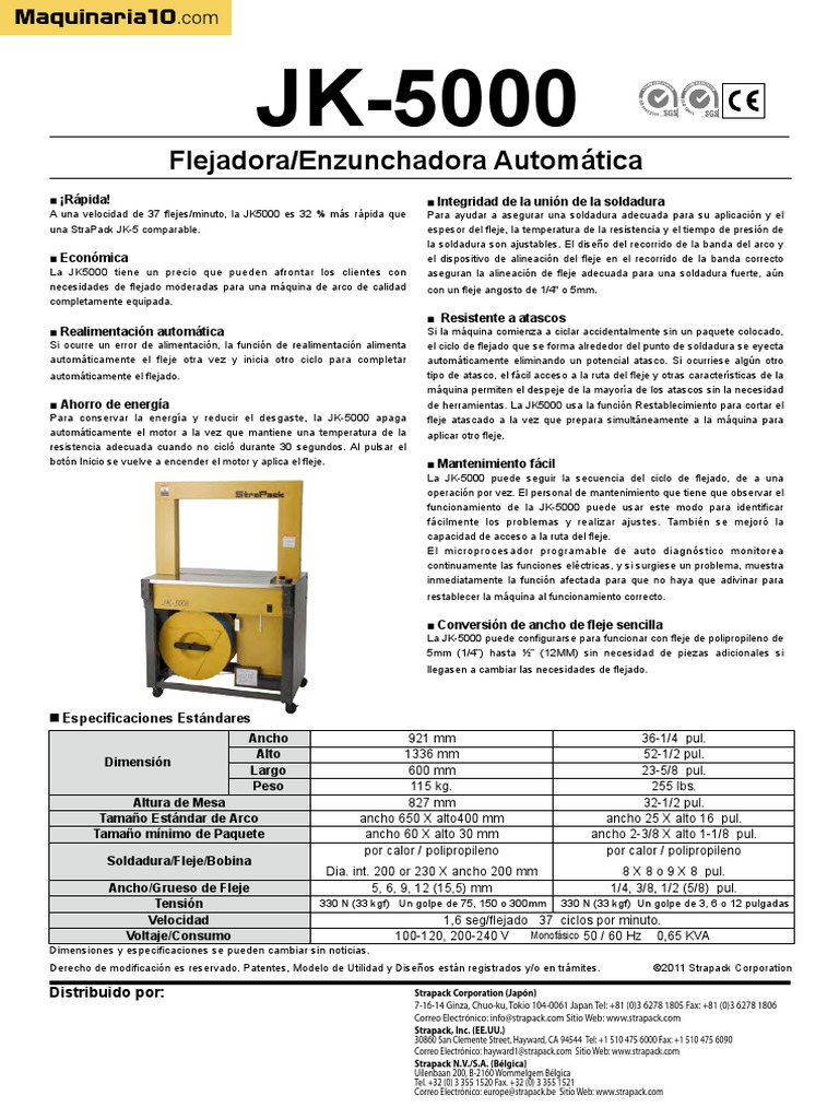 Flejadora Automatica Strapack JK 5000 | PDF | Soldadura | Construcción