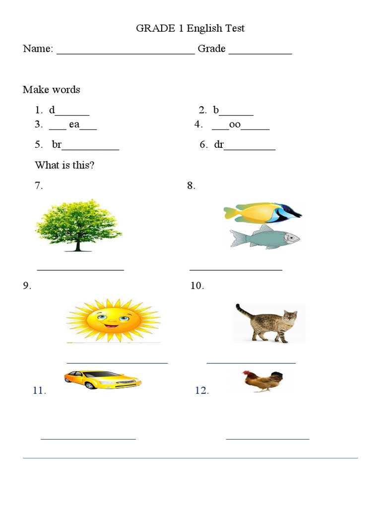 Grade 1 Tests 2 | PDF