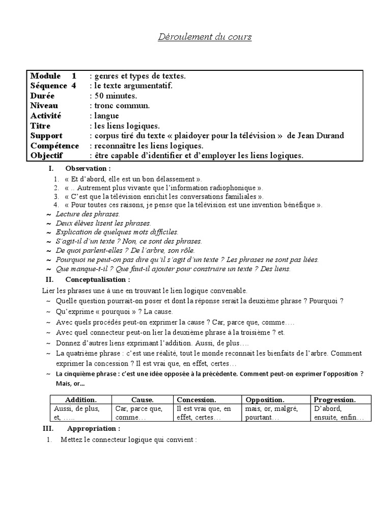 Maîtriser les Liens Logiques | PDF