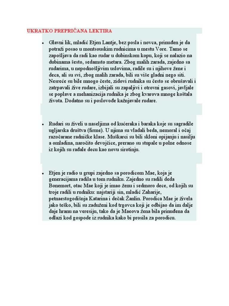 Ukratko Prepričana Lektira | PDF