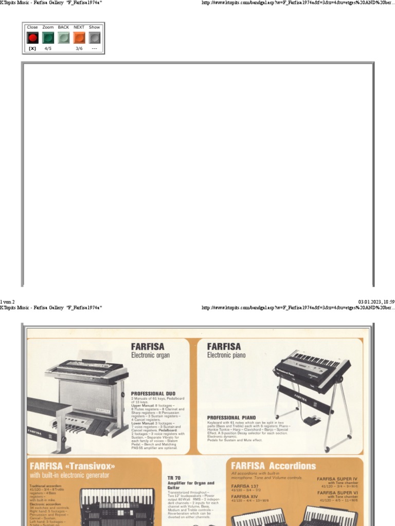 KTopits Music - Farfisa Gallery F - Farfisa1974a | PDF | Social Science